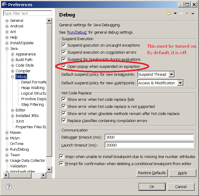 Eclipse Community Forums Java Development Tools Jdt Showing Exception Details While Debugging 